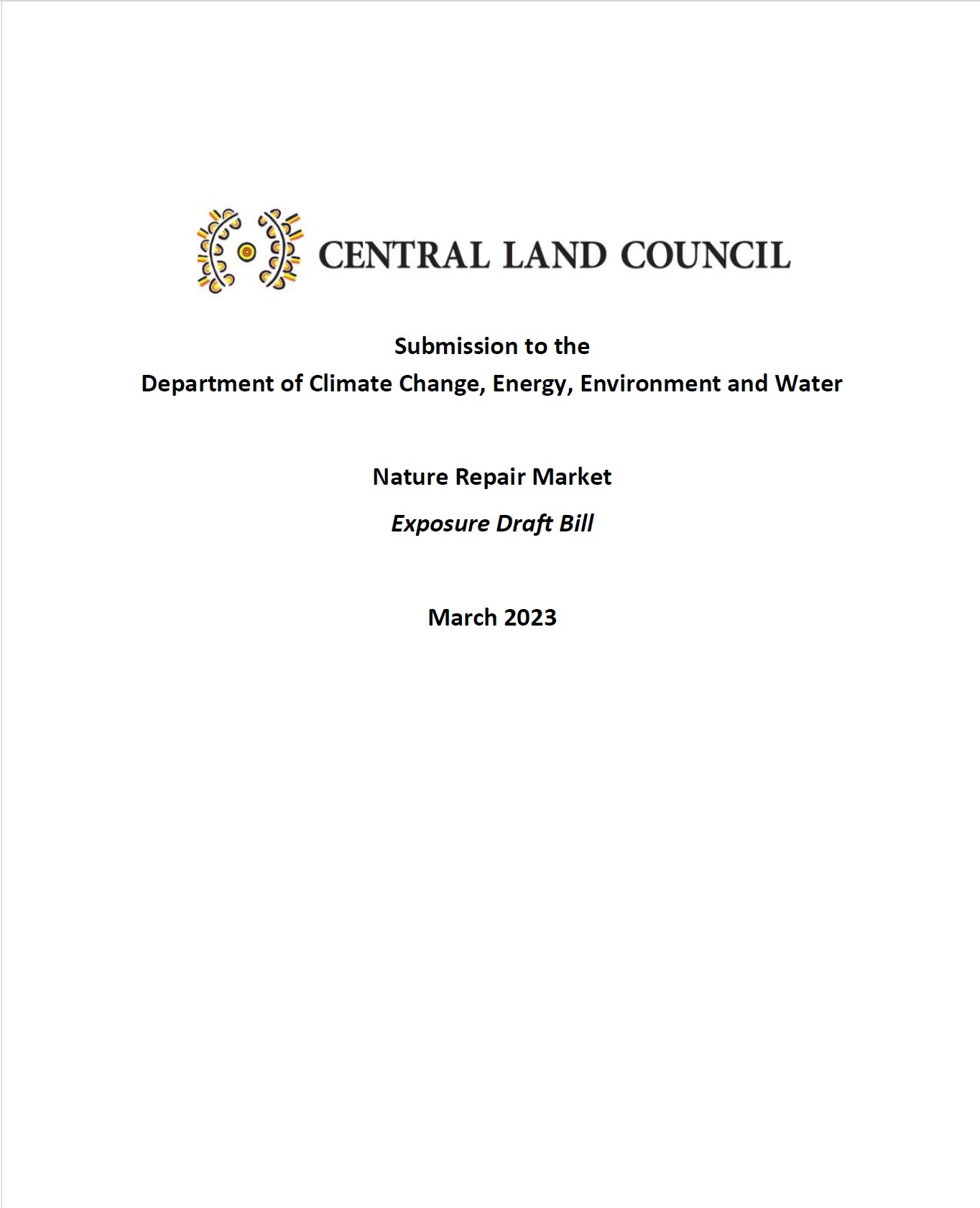 Exposure draft of the Nature Repair Market Bill - Central Land Council