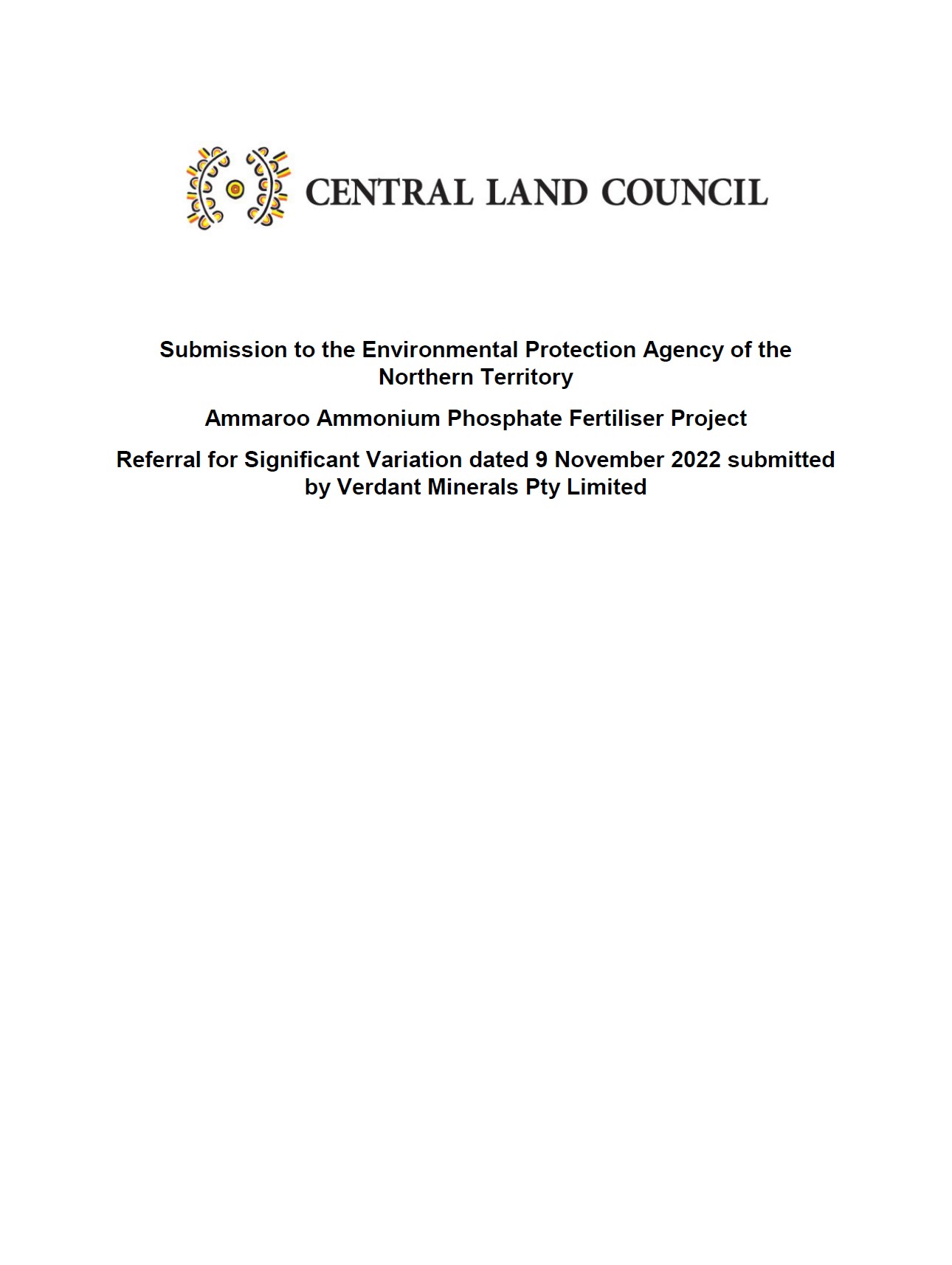 Submission to the NT EPA Ammaroo Ammonium Phosphate Fertiliser Project ...